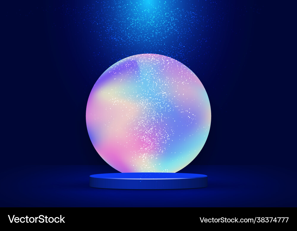 3d realistic blue pedestal with vibrant fluid Vector Image