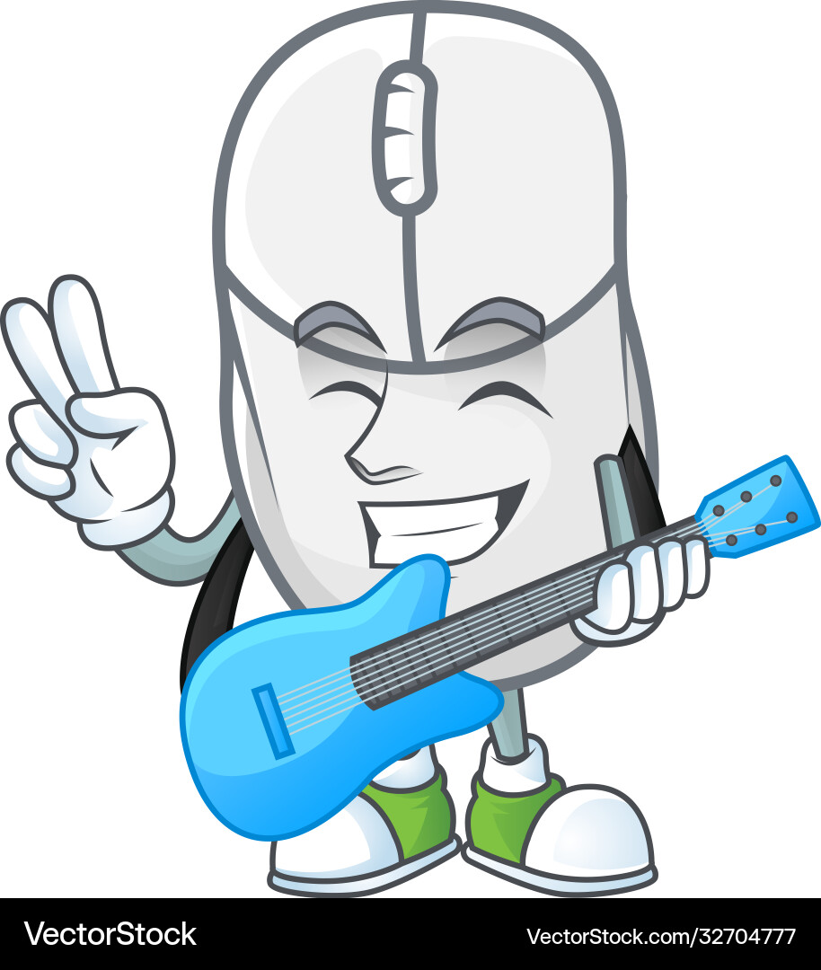 A cartoon character white mouse playing guitar Vector Image