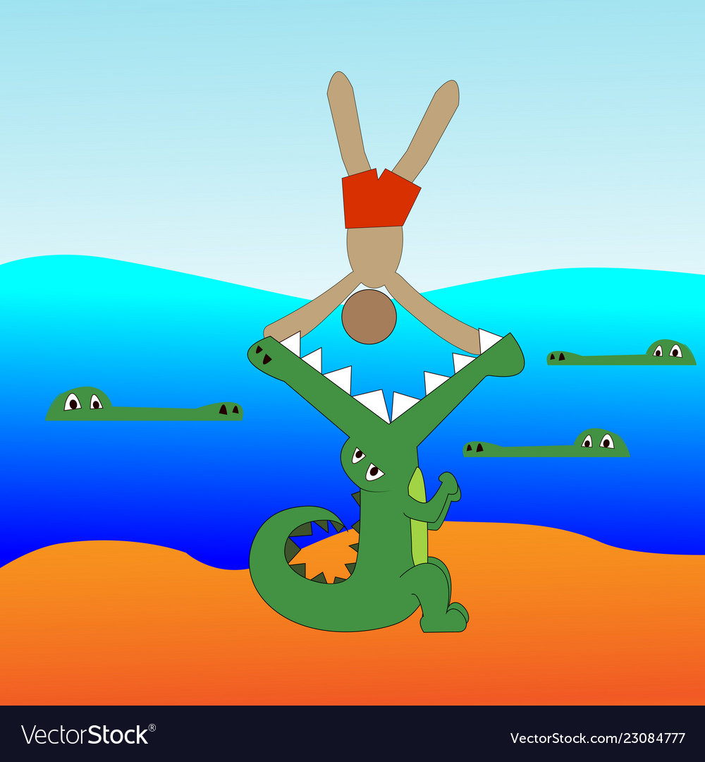 Alligator the man in the s mouth Royalty Free Vector Image