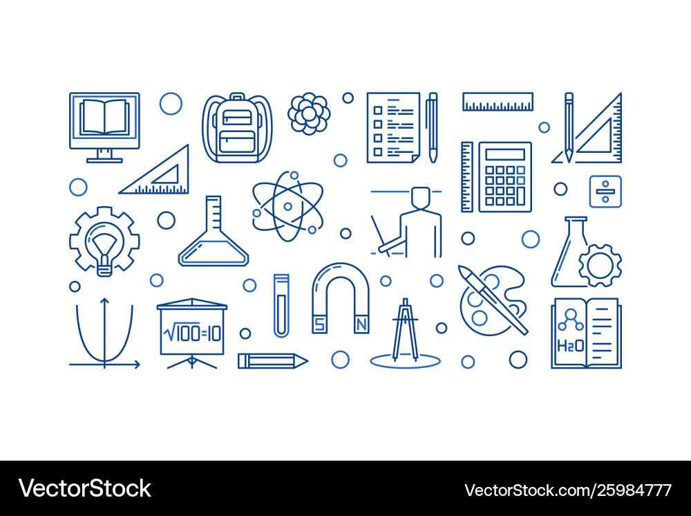 Back to school education outline horizontal Vector Image