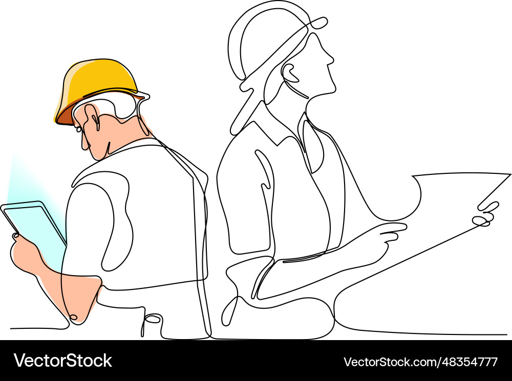 Construction manager and engineer working Vector Image