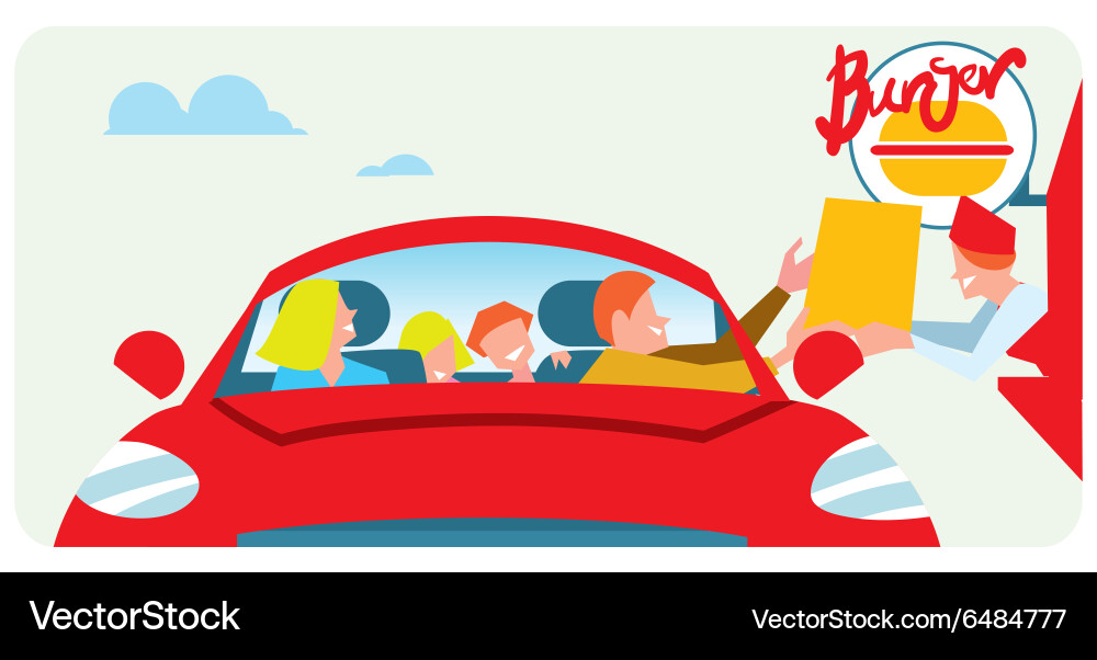 Orders fast food from the car Royalty Free Vector Image