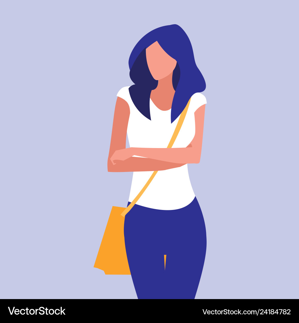 Beautiful woman modeling with handbag Royalty Free Vector