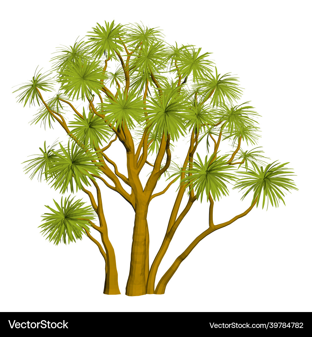 Brown tree with green leaves isolated on white Vector Image