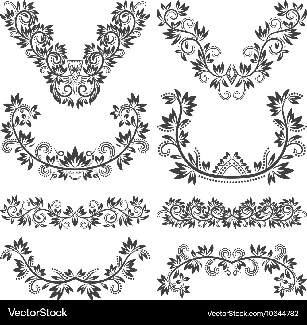 Design ornamental elements set floral tattoo Vector Image