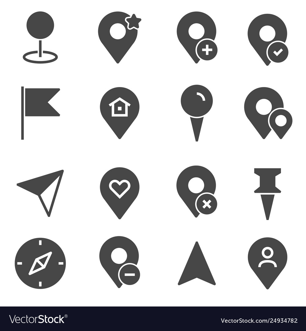 Gray map pointer icons set Royalty Free Vector Image