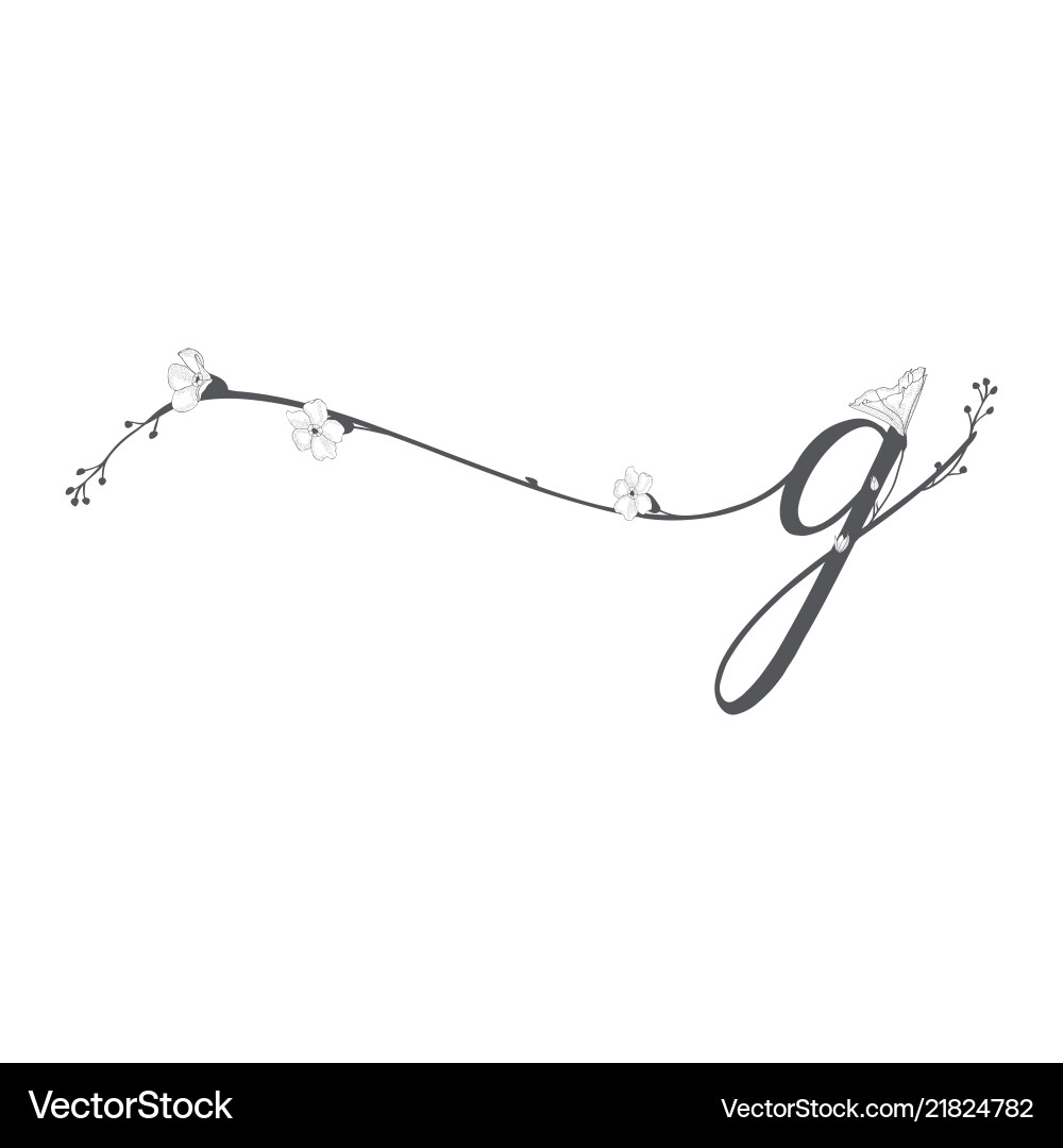 Hand drawn floral g monogram and logo Royalty Free Vector