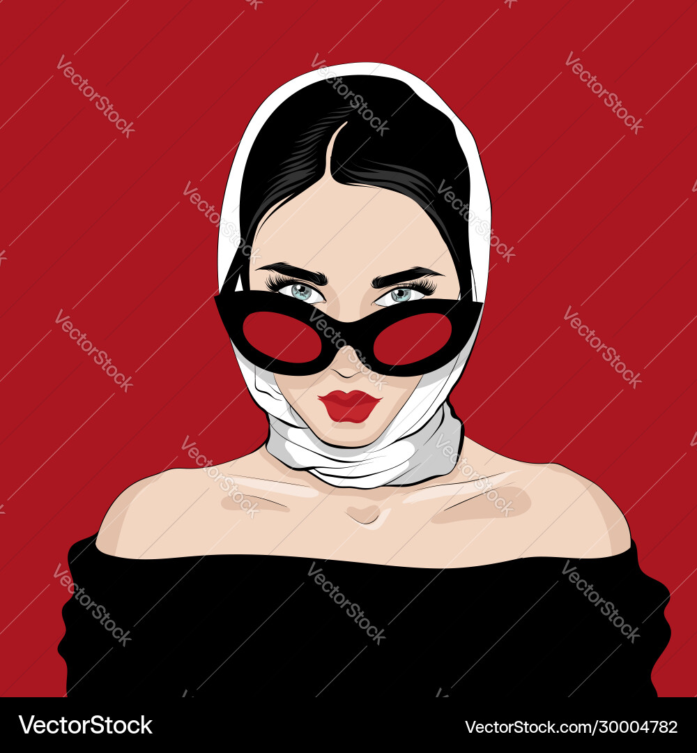 Hand drawn girl in shawl Royalty Free Vector Image