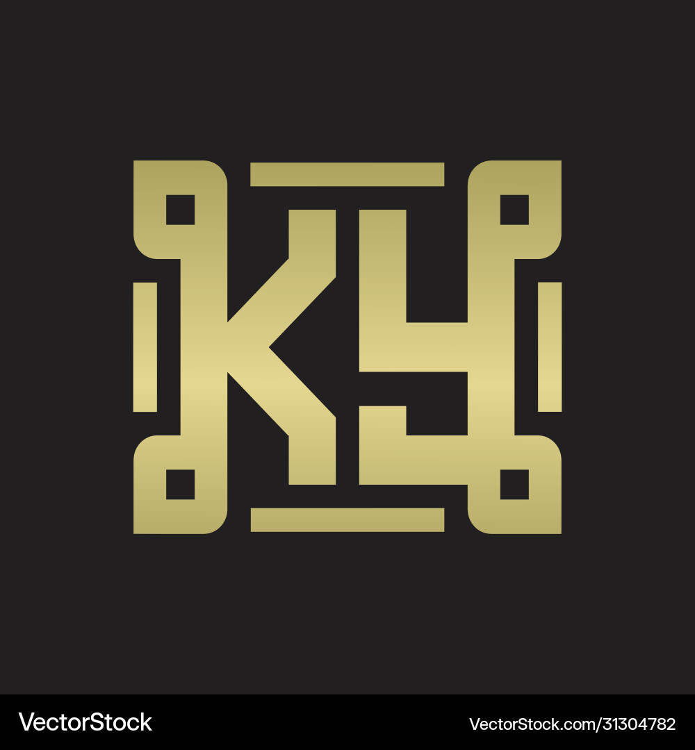 Ky logo monogram with piece line art design Vector Image