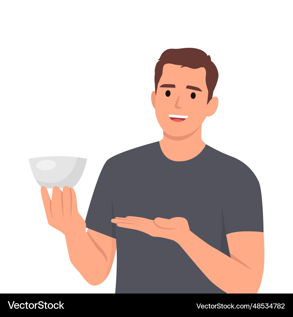 Man eats soup male character sitting at table Vector Image