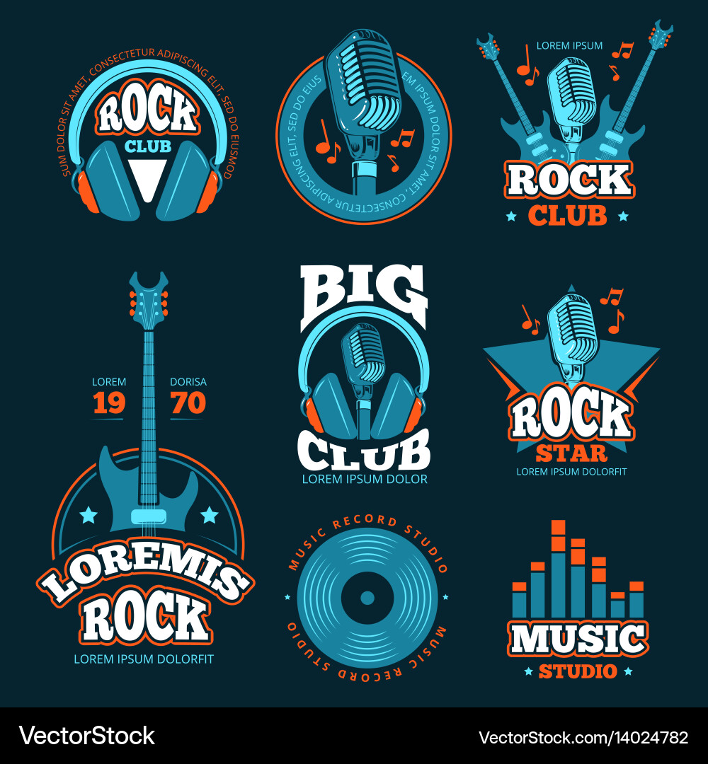 Music studio production labels musical Royalty Free Vector