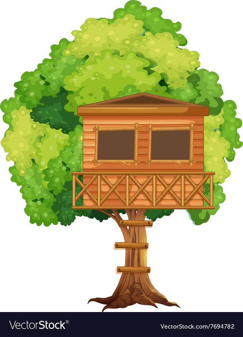 One treehouse in the tree Royalty Free Vector Image