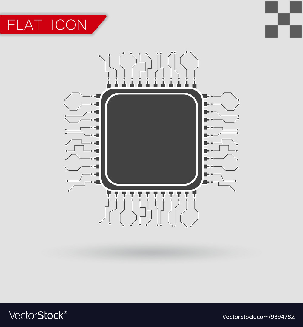 Processor Icon Flat App Web Style Royalty Free Vector Image