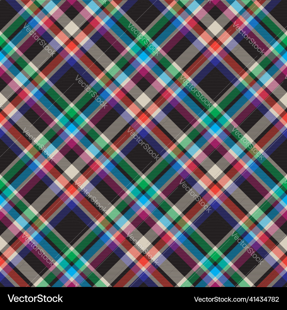 Rainbow diagonal plaid tartan textured seamless Vector Image