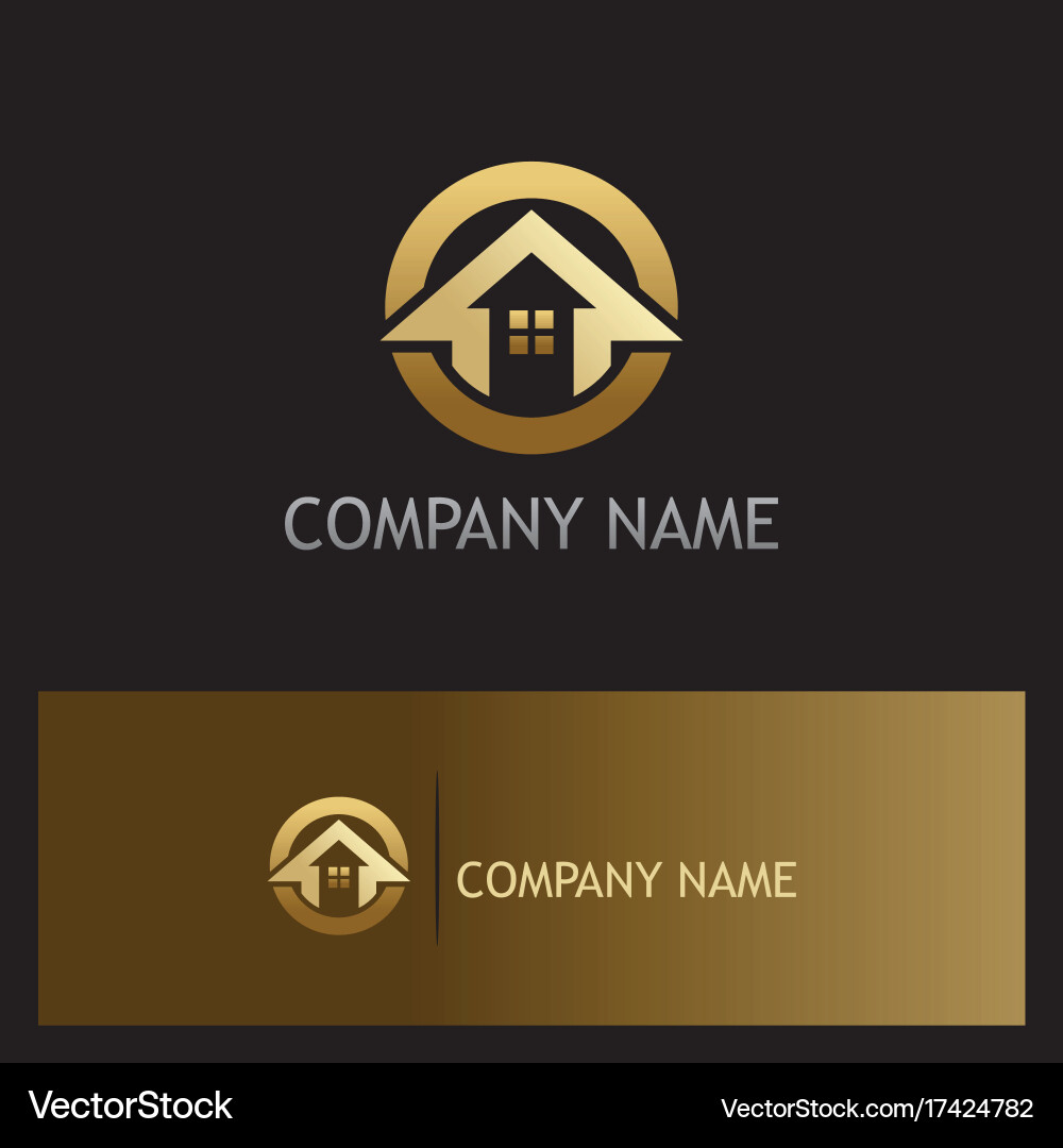 Round house arrow gold logo Royalty Free Vector Image