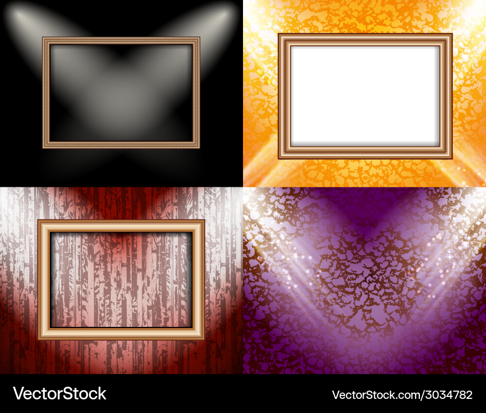 Set of background with frames and spotlights Vector Image