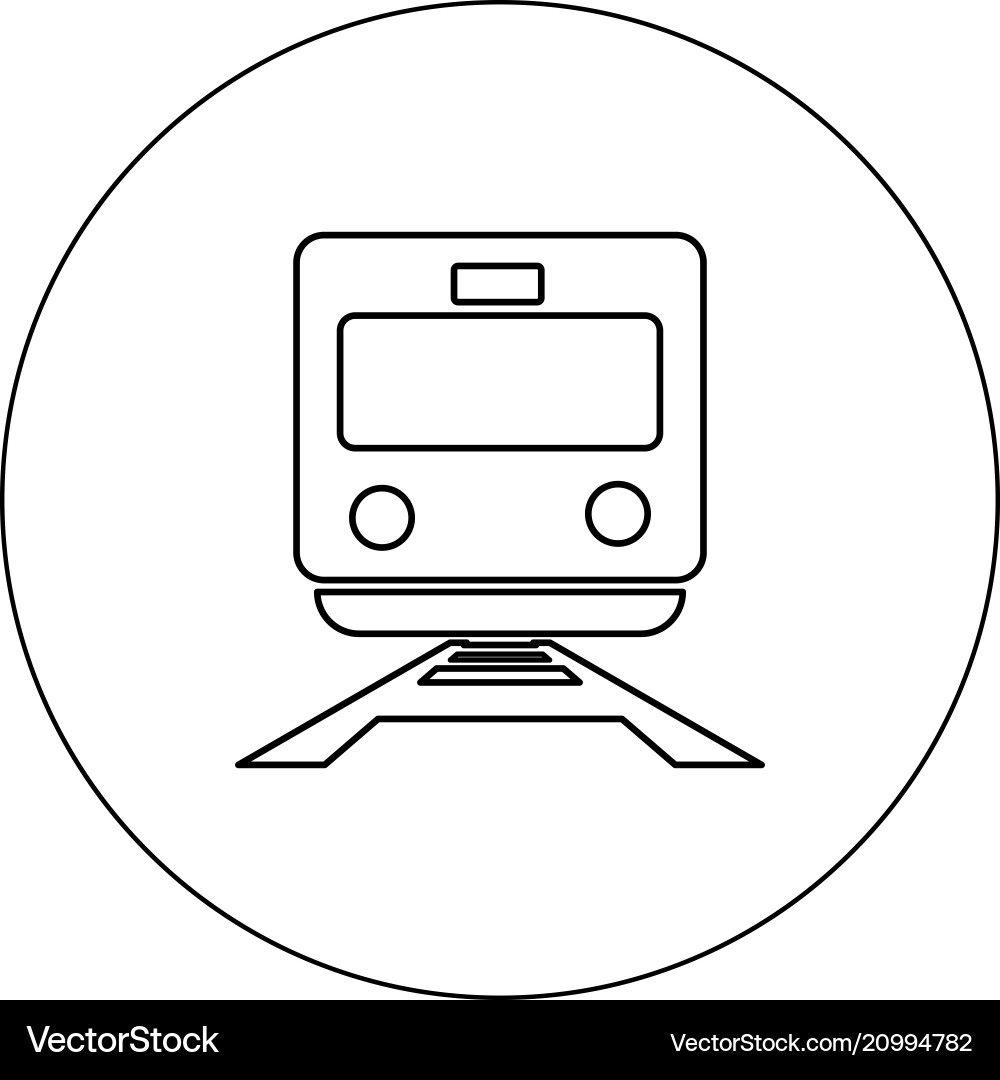 Train icon black color in circle isolated Vector Image