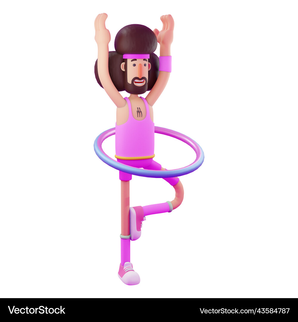 3d athlete cartoon using hula hoop sport Vector Image