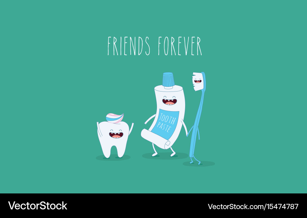 Cute tooth and dental floss flat design Royalty Free Vector