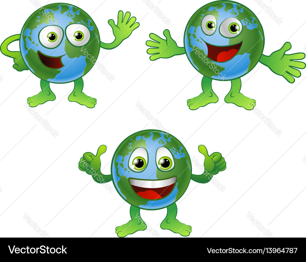 Globe world cartoon character Royalty Free Vector Image