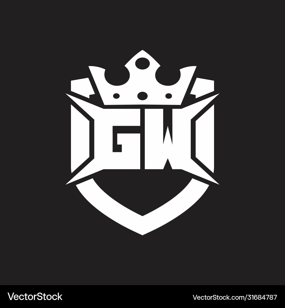 Gw logo monogram isolated with shield and crown Vector Image