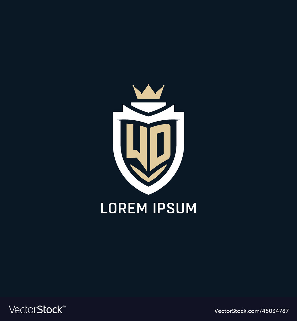 Initial letter wd shield and crown logo style Vector Image