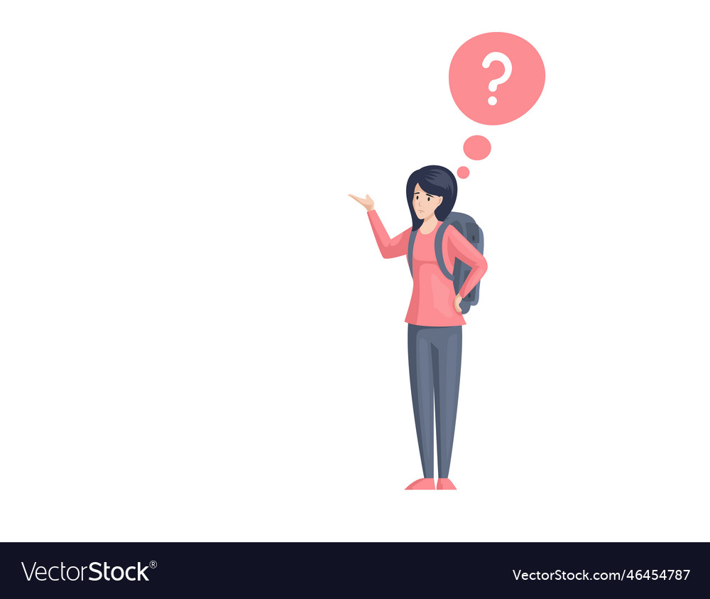Making confusion concept young girl traveler Vector Image Making confusion concept young girl traveler Vector Image