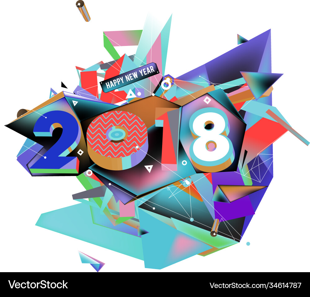 New year 2018 colorful design Royalty Free Vector Image