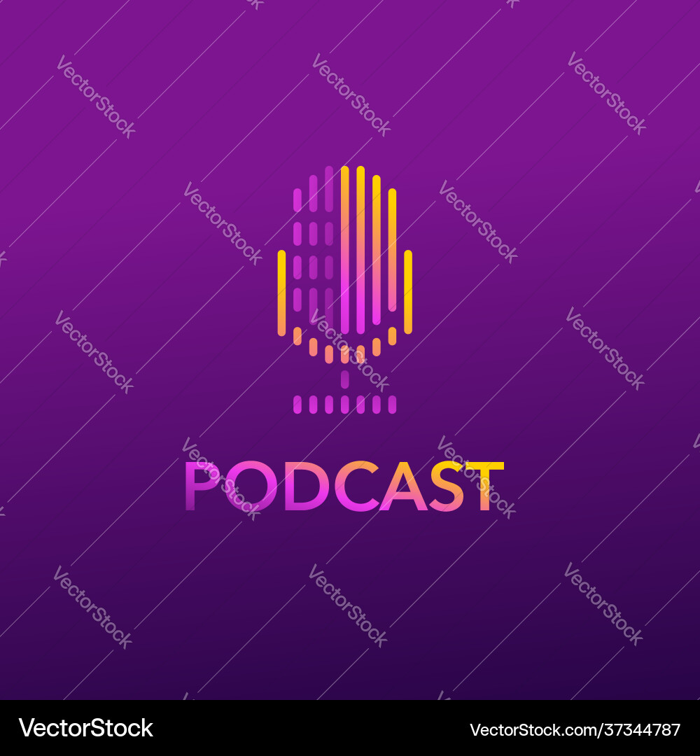 Podcast or radio logo design Royalty Free Vector Image