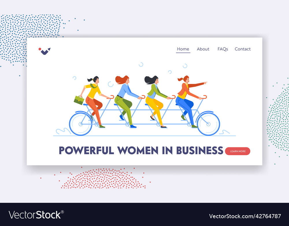 Powerful women in business landing page template Vector Image