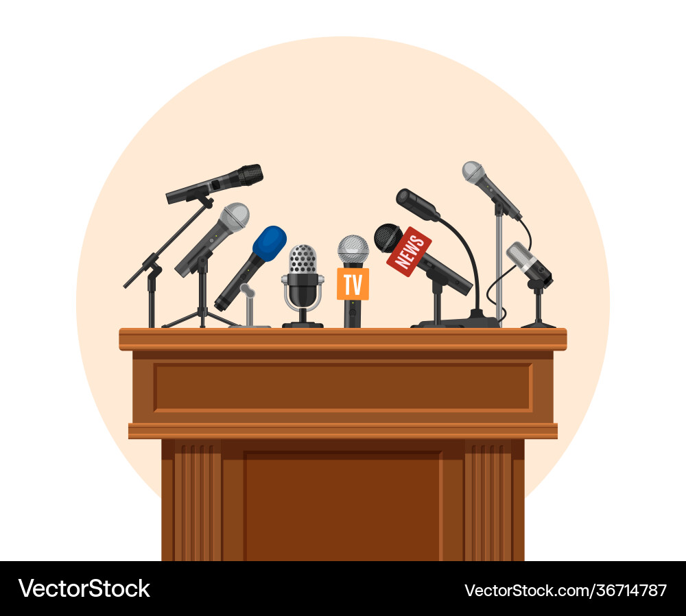 Press conference podium tribune for debate Vector Image