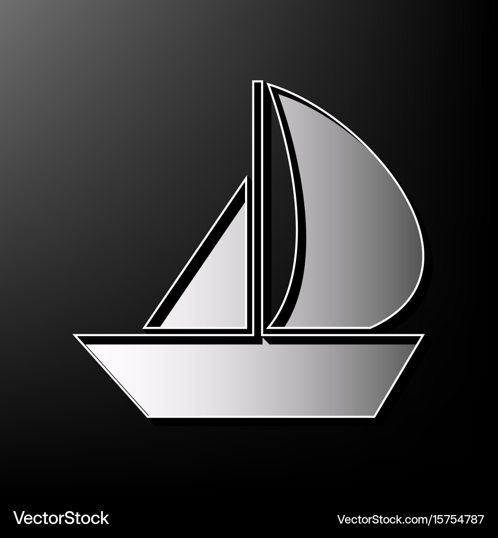 Sail boat sign gray 3d printed icon Royalty Free Vector