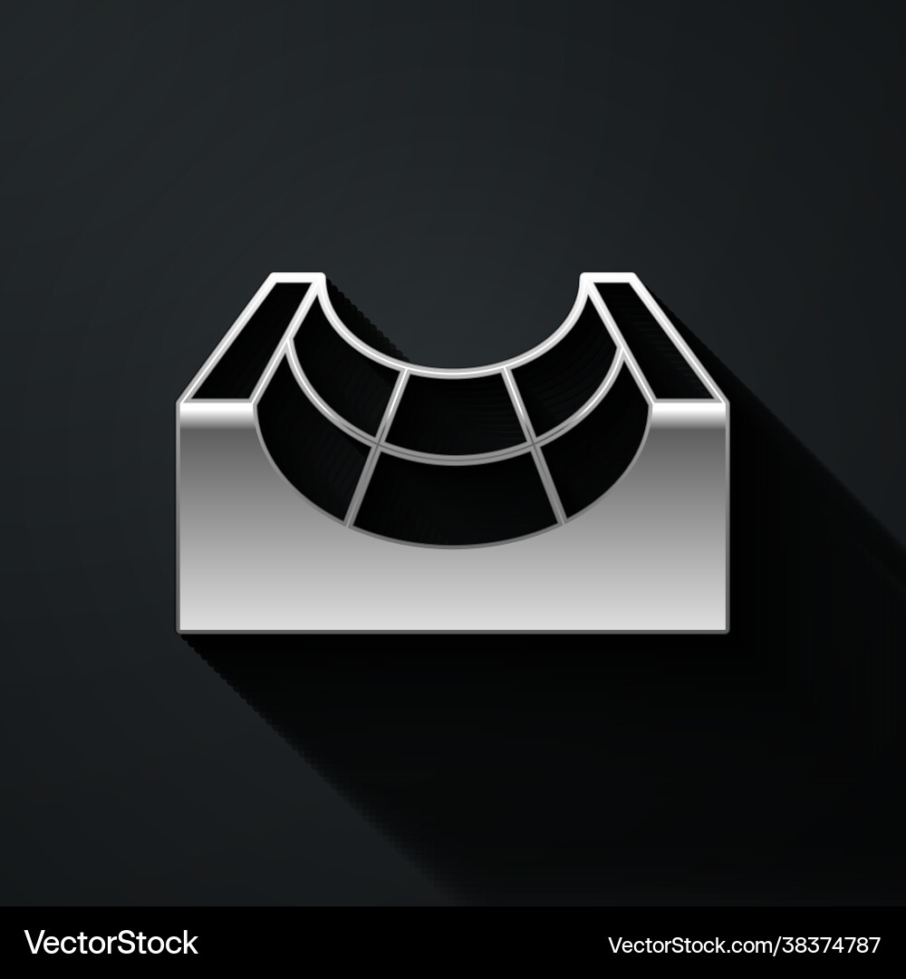 Silver skate park icon isolated on black Vector Image