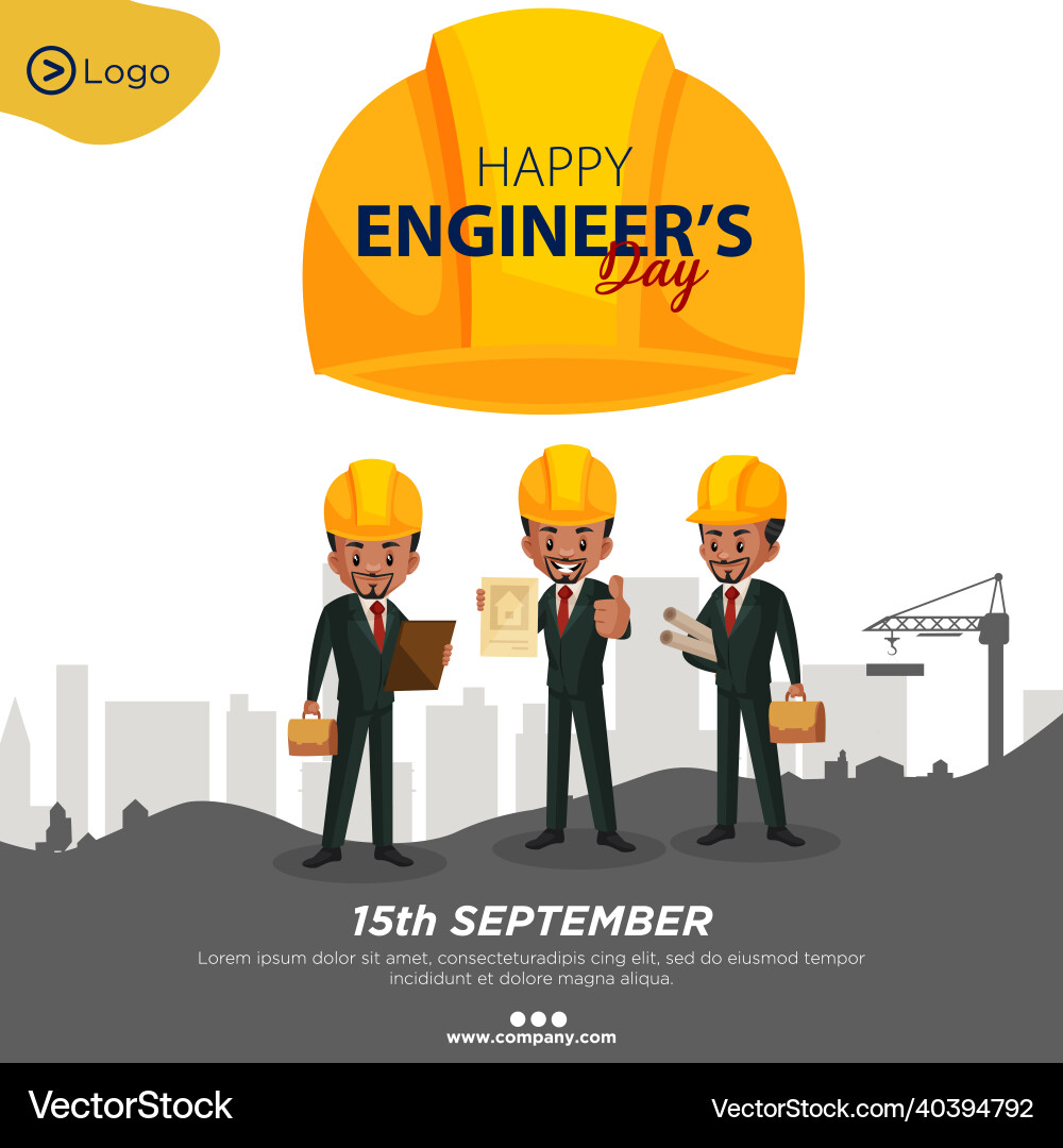 Banner design of happy engineers day Royalty Free Vector
