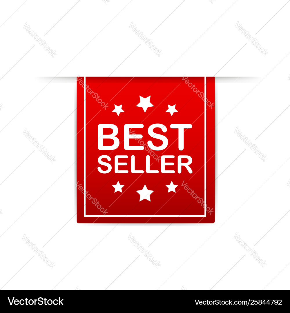 Best seller red label red web ribbon Royalty Free Vector