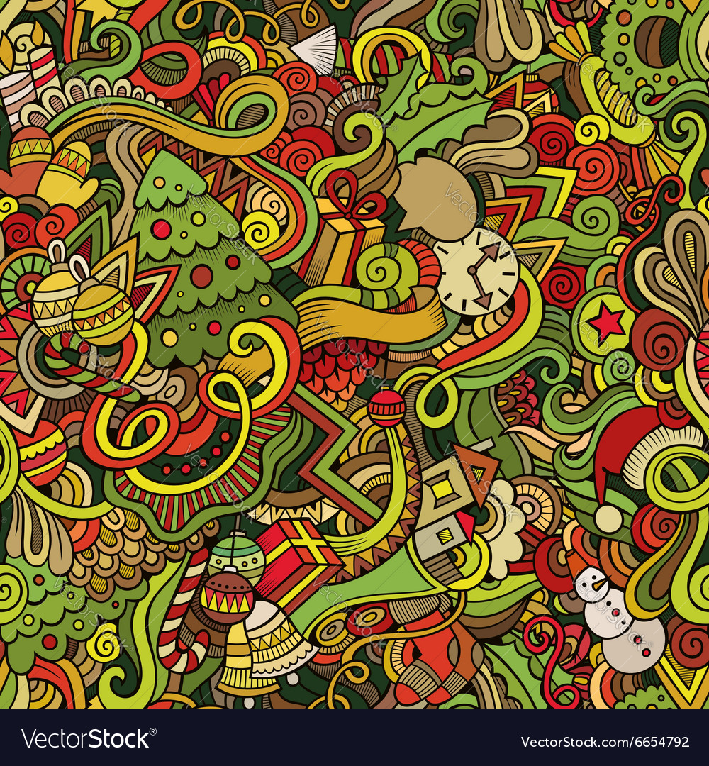 Cartoon doodles hand drawn new year Royalty Free Vector