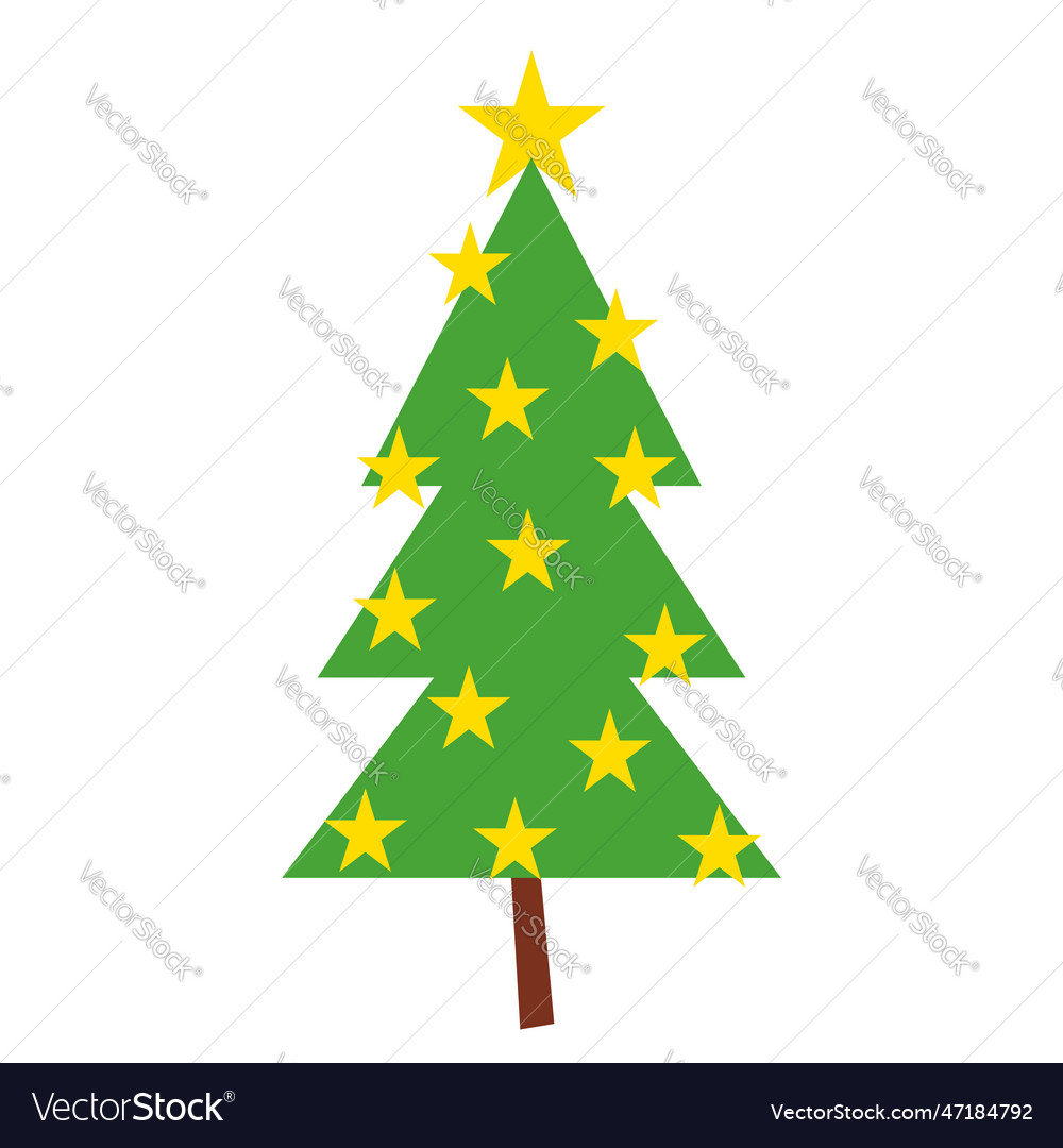 Christmas tree icon flat Royalty Free Vector Image