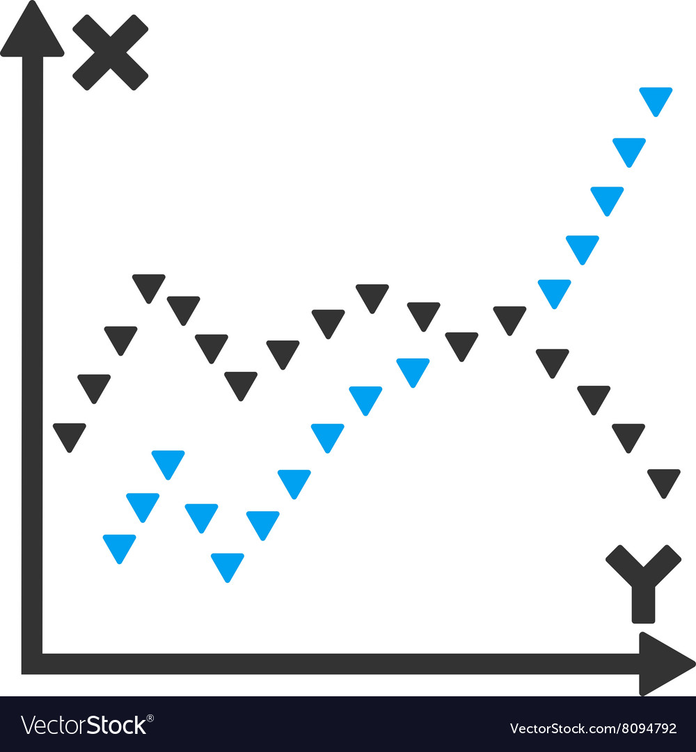 Dotted functions plot flat symbol Royalty Free Vector Image