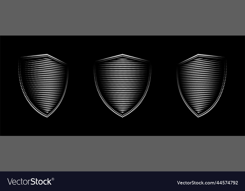 Halftone shield set protective made Royalty Free Vector