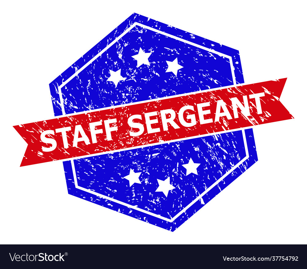 Hexagonal bicolor staff sergeant watermark Vector Image