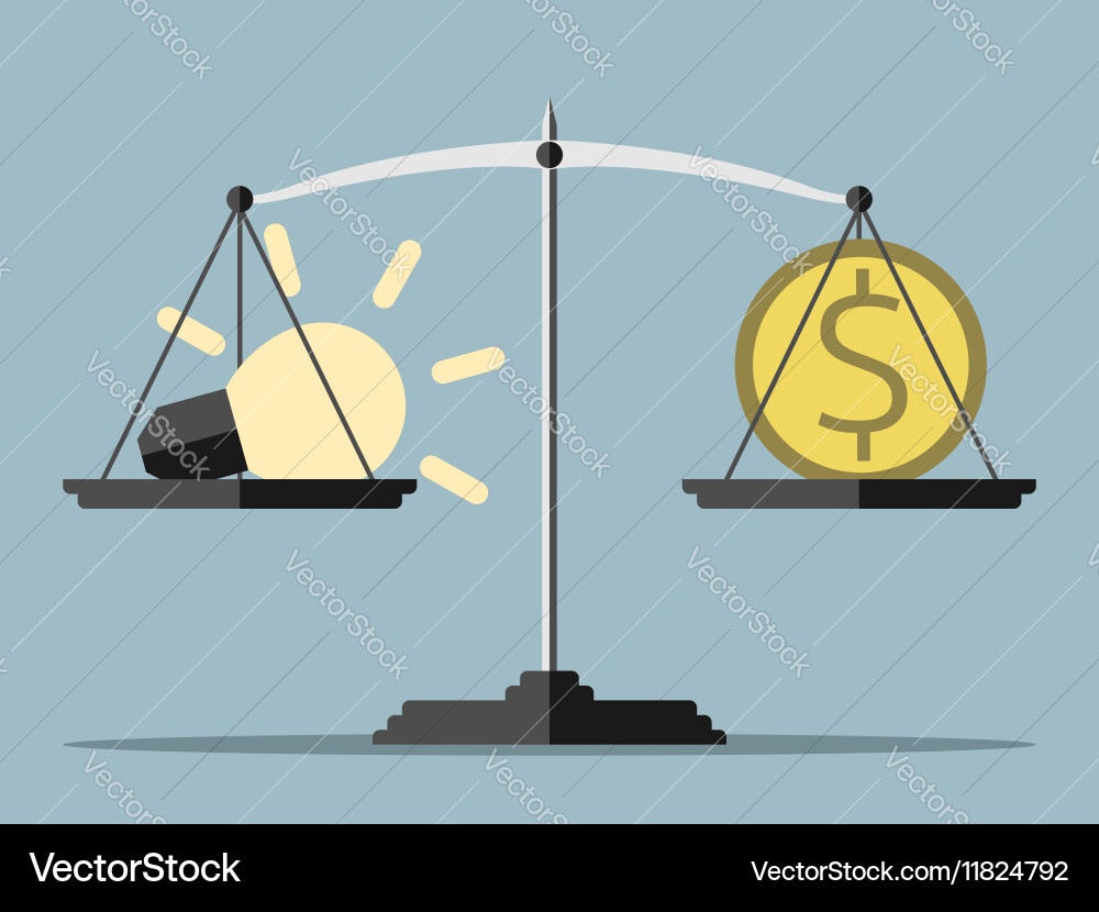 Lightbulb money and balance Royalty Free Vector Image