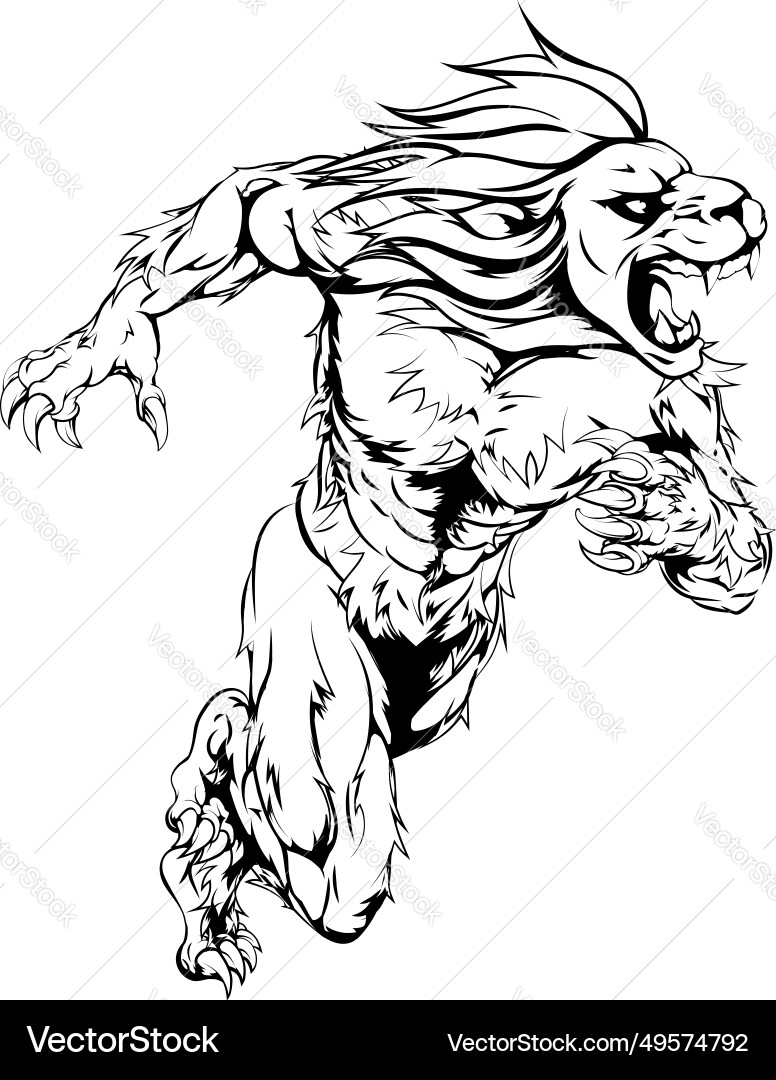 Lion sports mascot running Royalty Free Vector Image