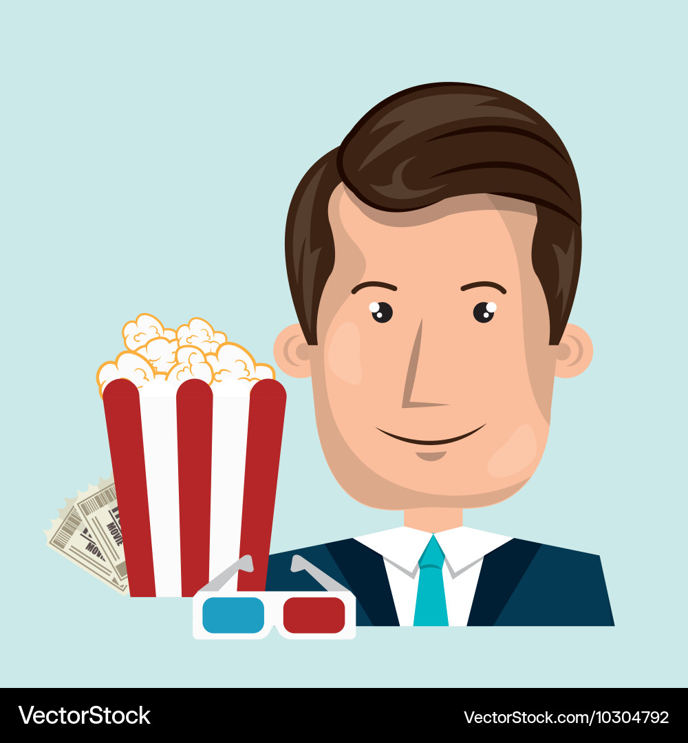 Man movie video theater Royalty Free Vector Image