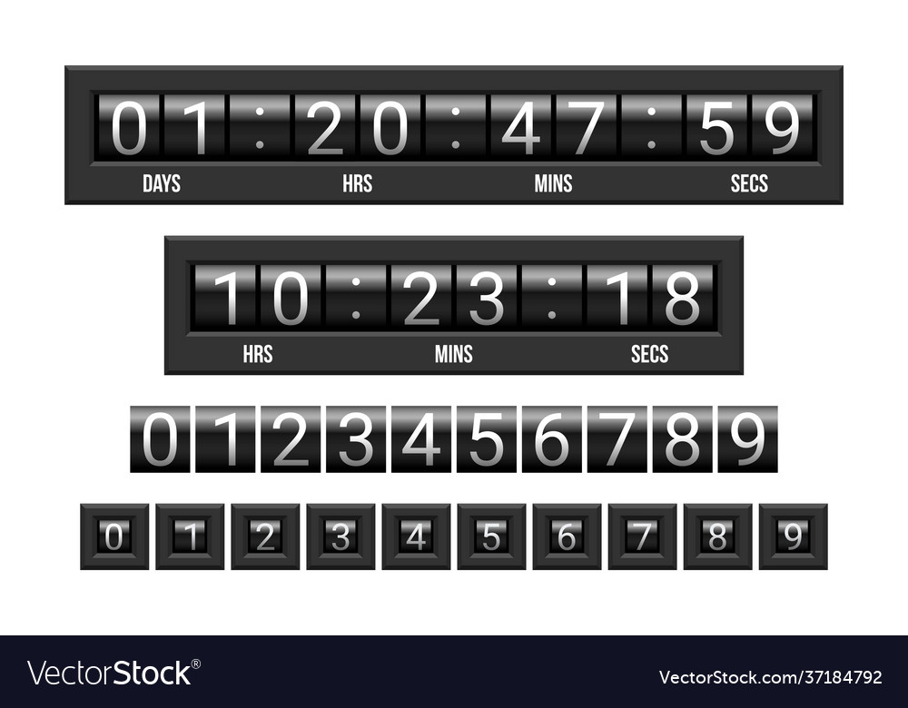 Mechanical scoreboard countdown timer isolated Vector Image