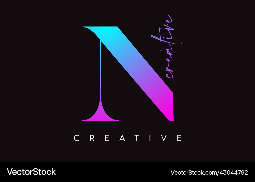 N letter design with creative cut and serif font Vector Image