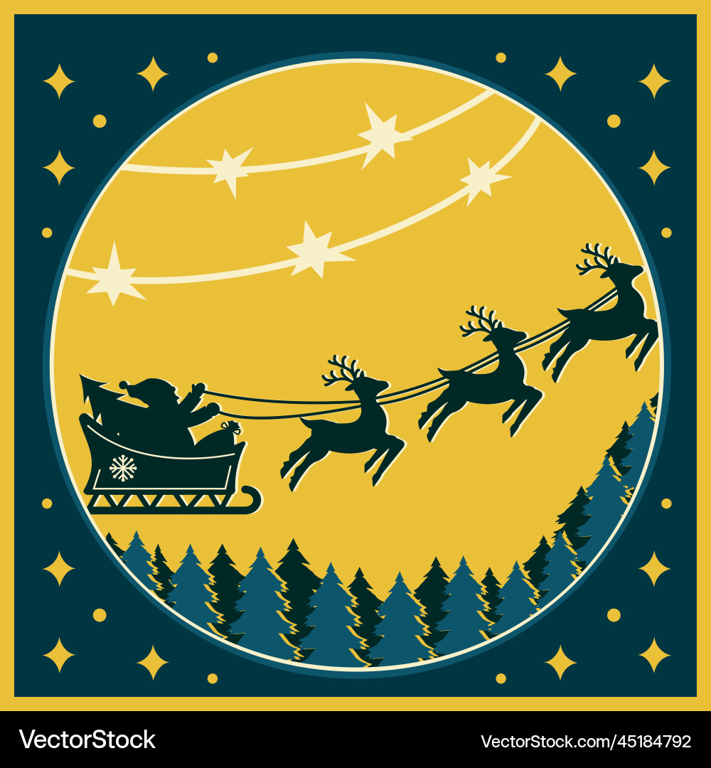 Santa claus on reindeer a multi-layered christmas Vector Image