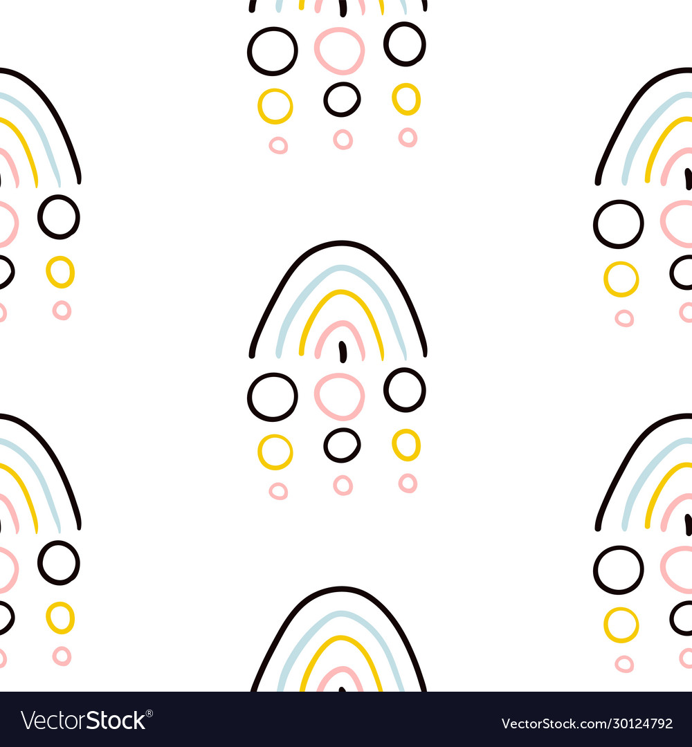 Spring background with rainbow and rain seamless Vector Image