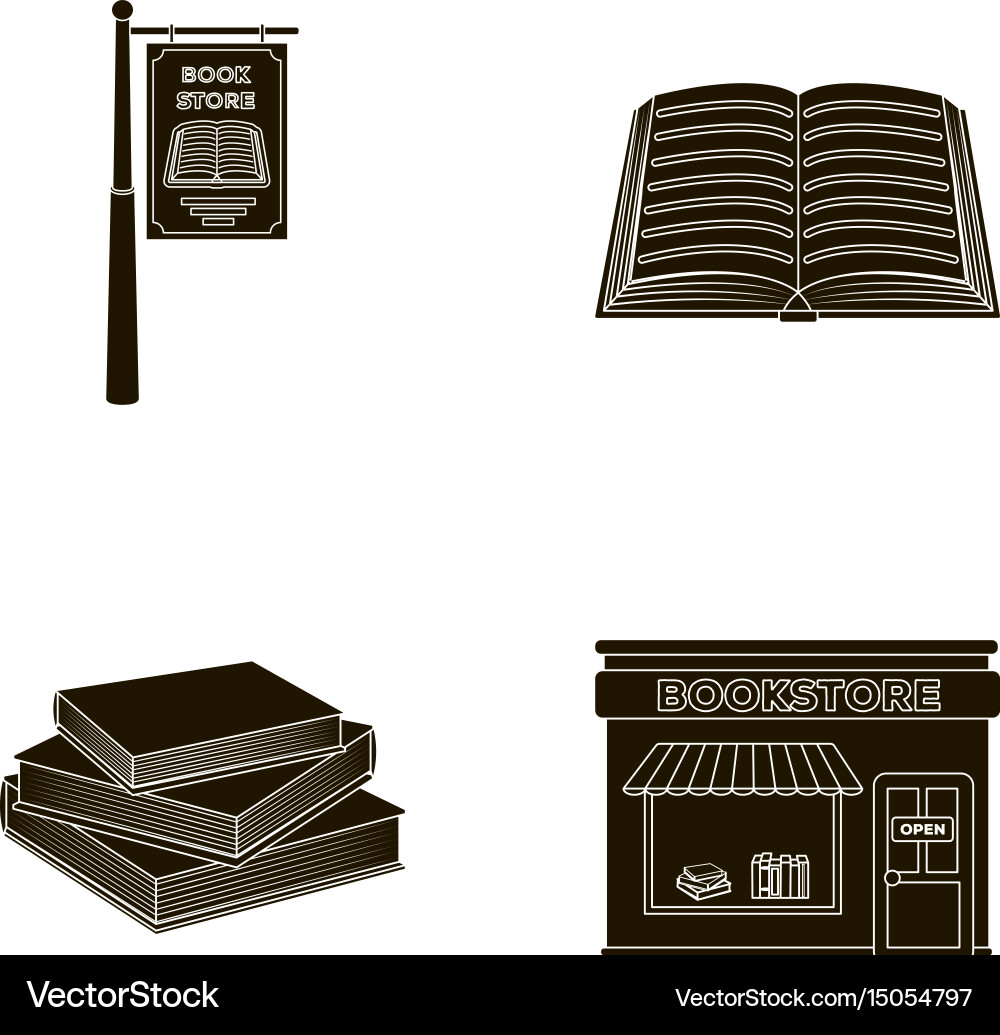 A signboard bookstore stack of books Royalty Free Vector