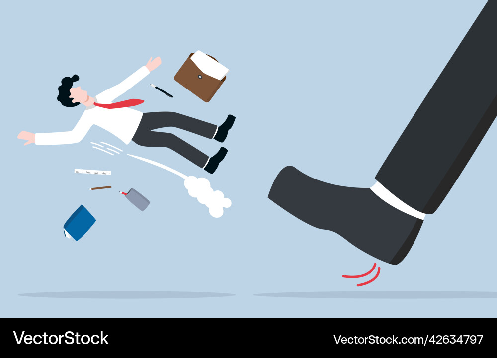 Big boss foot kick fired employee Royalty Free Vector Image
