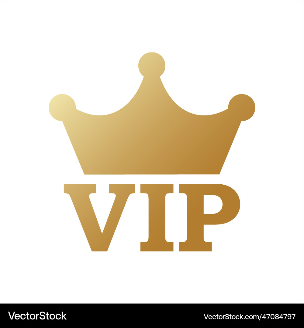 Golden emblem with vip crown Royalty Free Vector Image